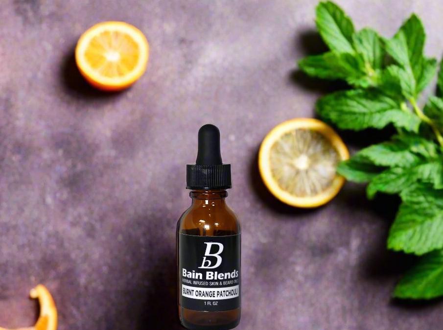 1 oz. Beard Oil, Burnt Orange Patchouli – Bain Blends Herbal Infused Skin & Beard Oils