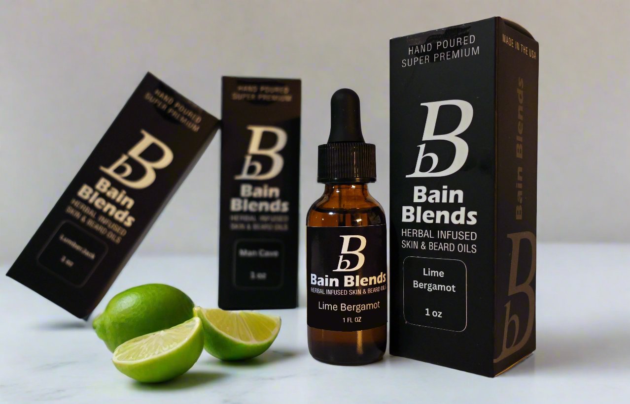 1 oz. Beard Oil, Lime Bergamot – Bain Blends Herbal Infused Skin & Beard Oils